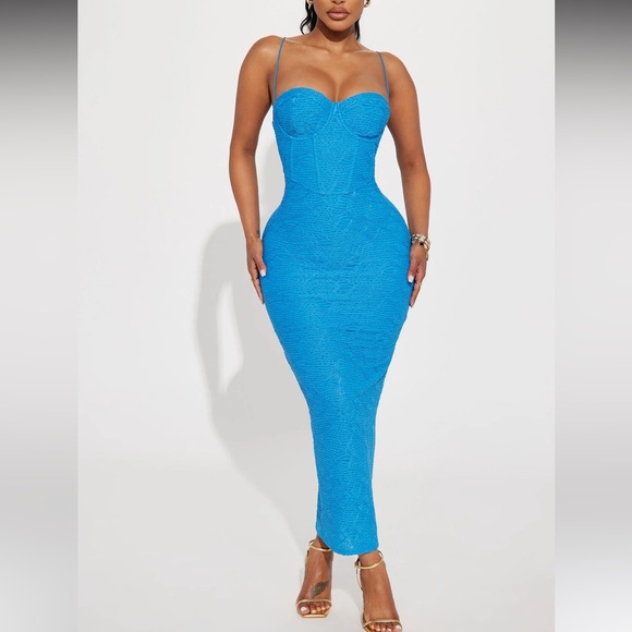 Dresses | Textured Maxi Dress Corset Push Up | Poshmark